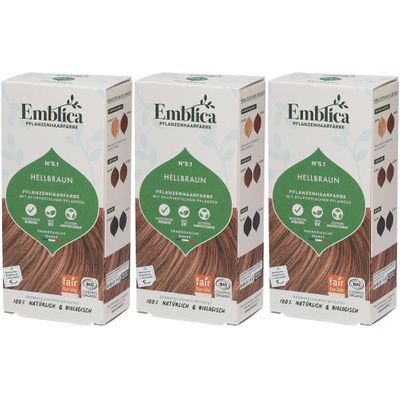 Emblica pflanzliche Haarfarbe 5.1 Hellbraun 3x100 g - Shop Apotheke