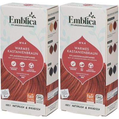 Emblica pffanzliche Haarfarbe Warmes Kupferbraun 4.4 2x100 g - Shop ...