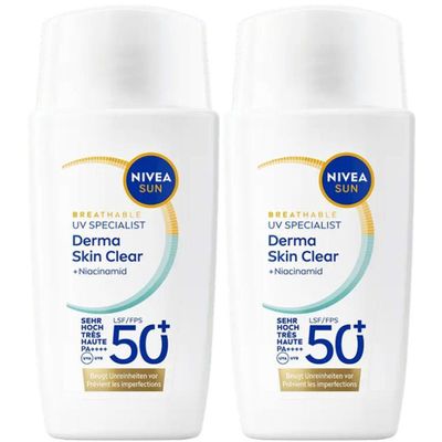 Nivea Sun UV Gesicht Experte DERMA SKIN CLEAR UV-Fluid LSF 50+ 2x40 ml ...