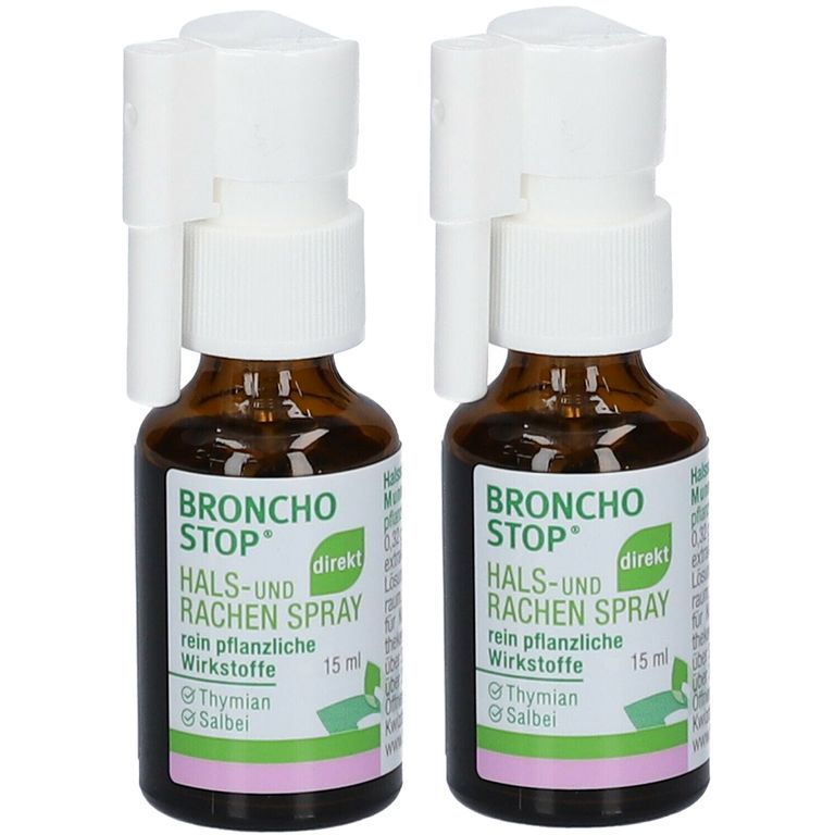BRONCHOSTOP® Thymian Salbei Hals- und Rachenspray 2x15 ml - Shop Apotheke