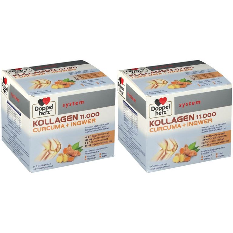 Doppelherz® system KOLLAGEN 11.000 CURCUMA + INGWER 2x30x25 ml - Shop ...