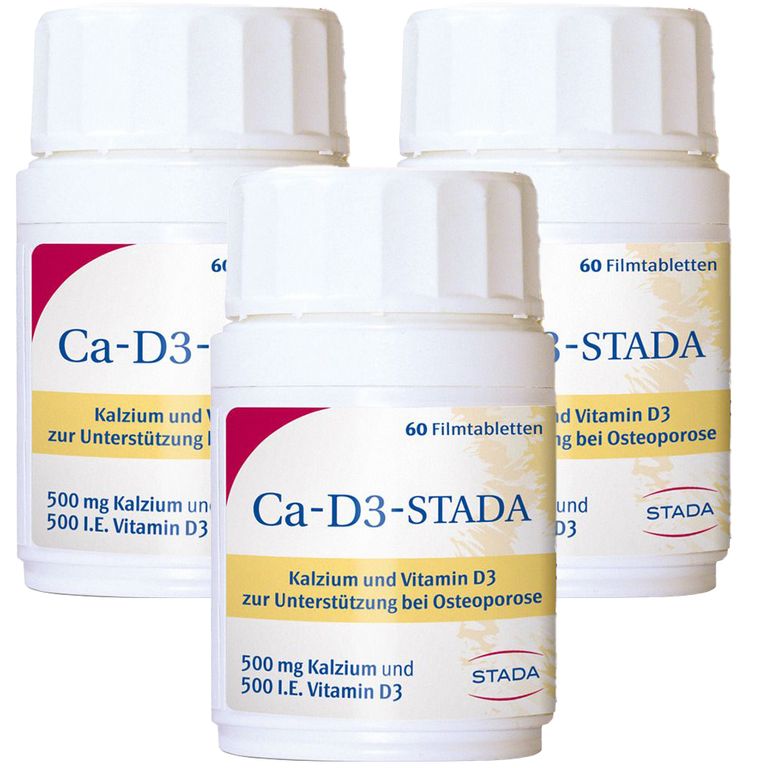 Ca-D3-STADA Filmtabletten Kalzium Vitamin D3, gesunde Knochen, Osteoporose 3x60 St - Shop Apotheke