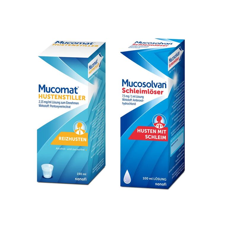 MUCOMAT® Hustenstiller bei Reizhusten + MUCOSOLVAN® Schleimlöser ...