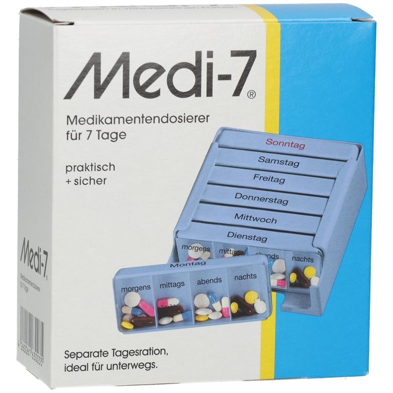 Medi-7 Medikamentendosierer für 7 Tage, blau 1 St - Shop Apotheke