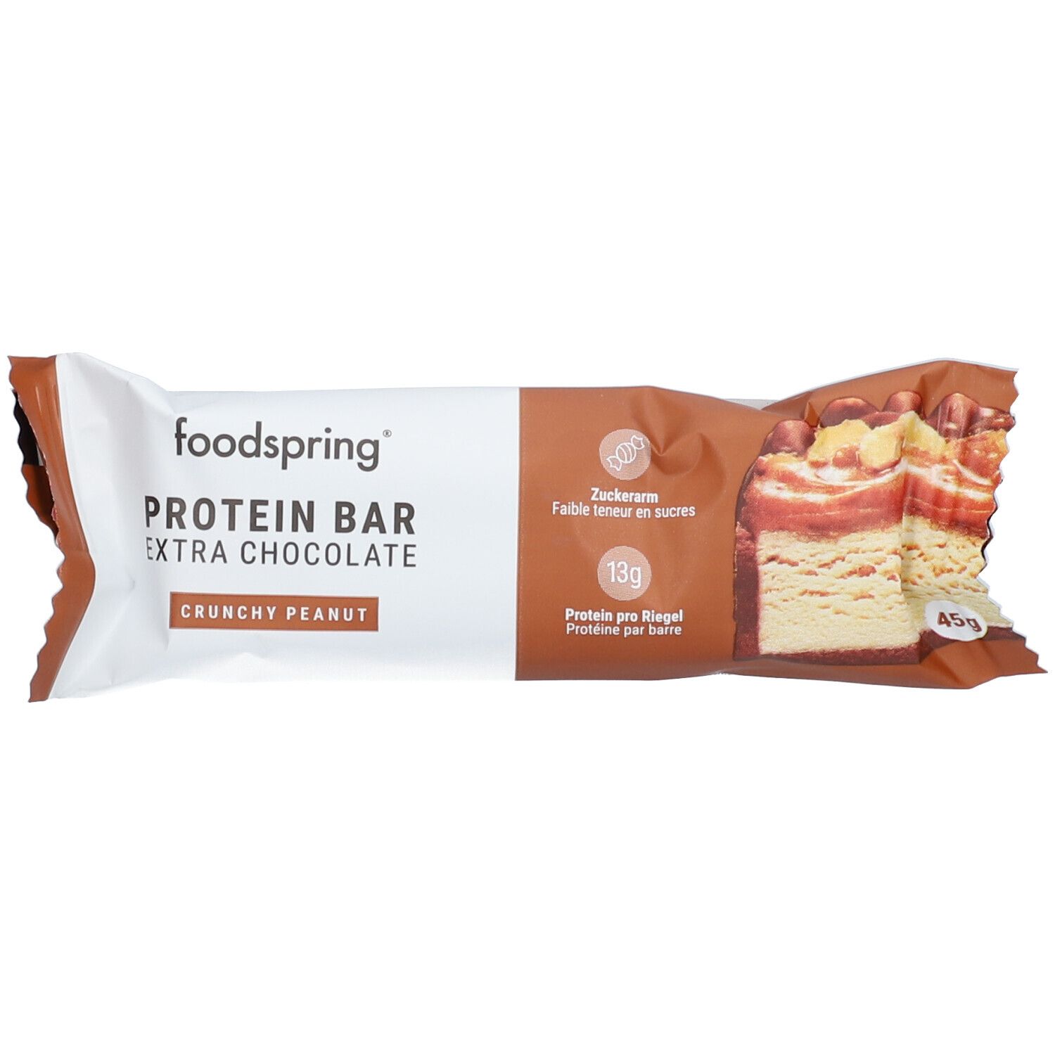 foodspring® Protein Bar Extra Chocolate Crunchy Peanut 45 g - Shop Apotheke