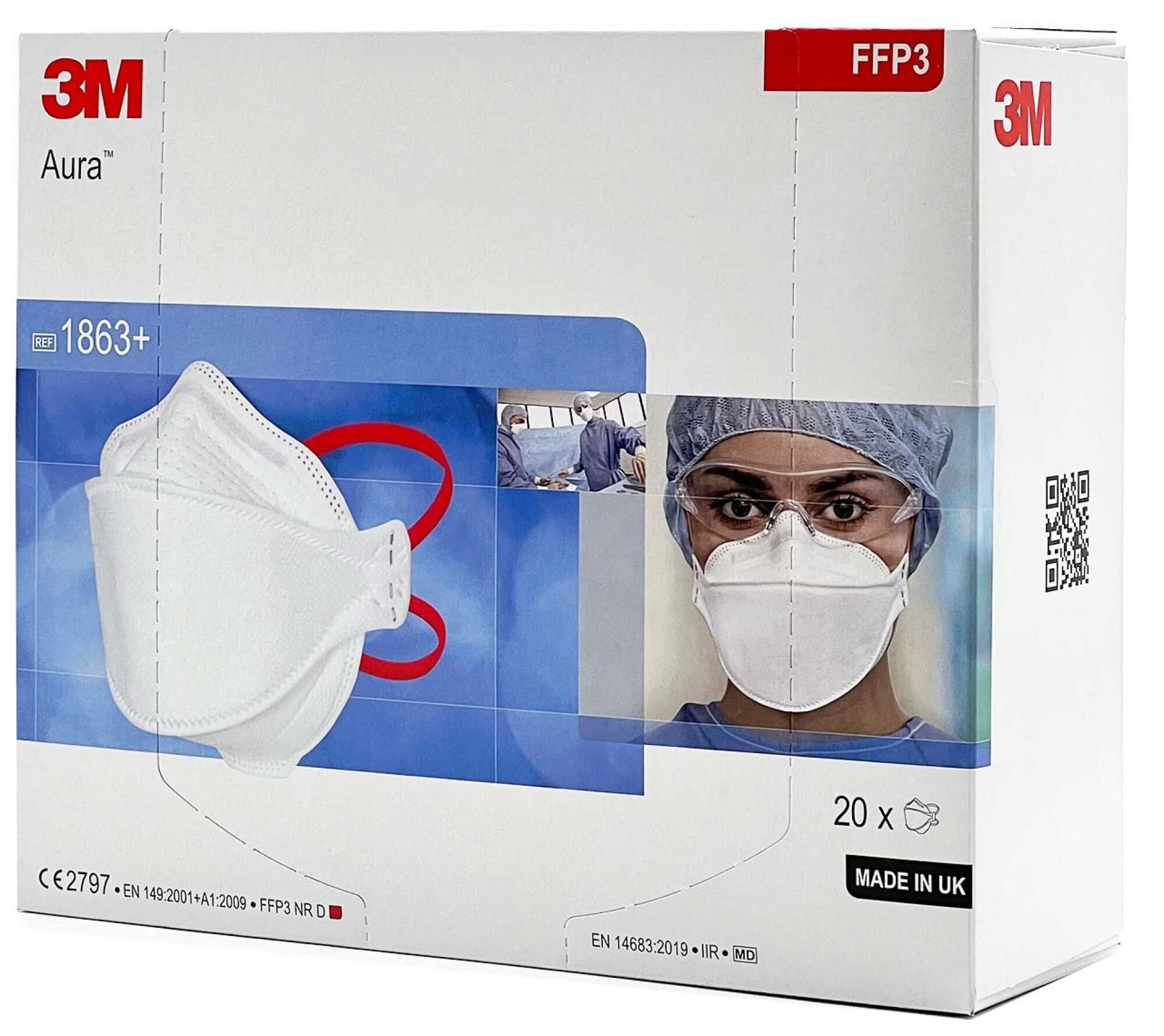3M™ Aura Atemschutzmasken FFP3 ohne Ventil 1863+ 1 St - shop-apotheke.at