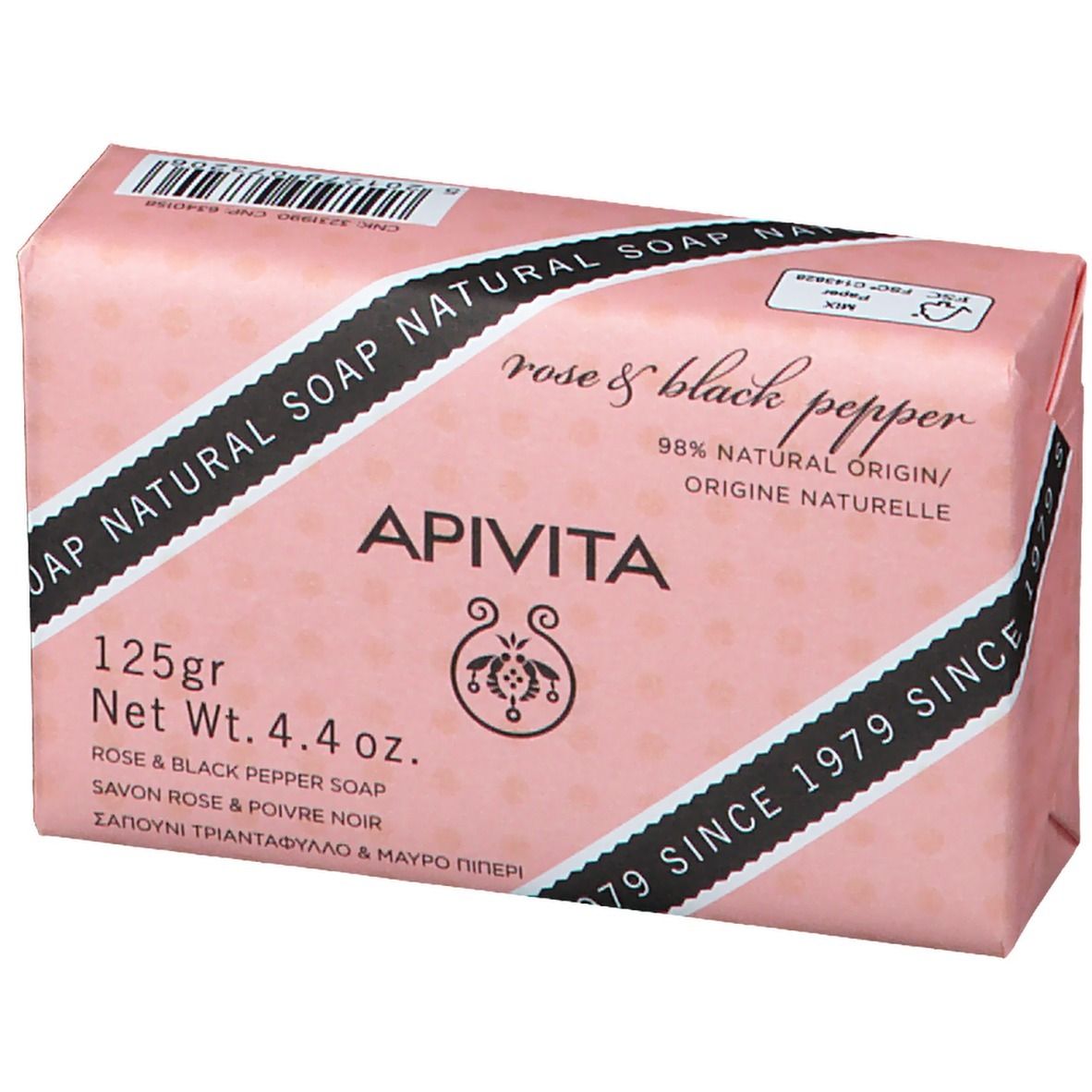 APIVITA Natürliche Seife mit Rose & schwarzem Pfeffer 125 g - Shop Apotheke