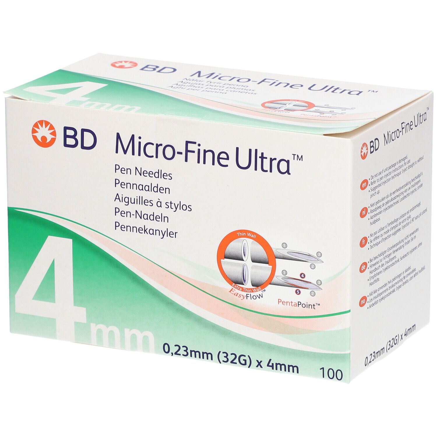 BD Micro-Fine Ultra™ + Pen Nadeln 0,23 x 4 mm 32 G 100 St - Shop Apotheke