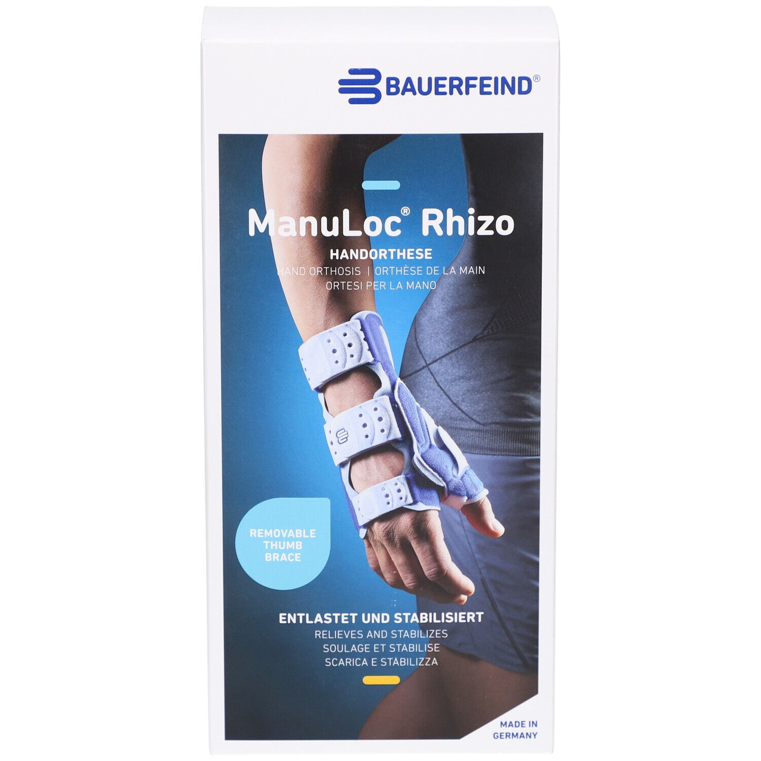 BAUERFEIND Manuloc Rhizo orhtèse Handgelenk Größe 2 Links Titanium 1 St ...