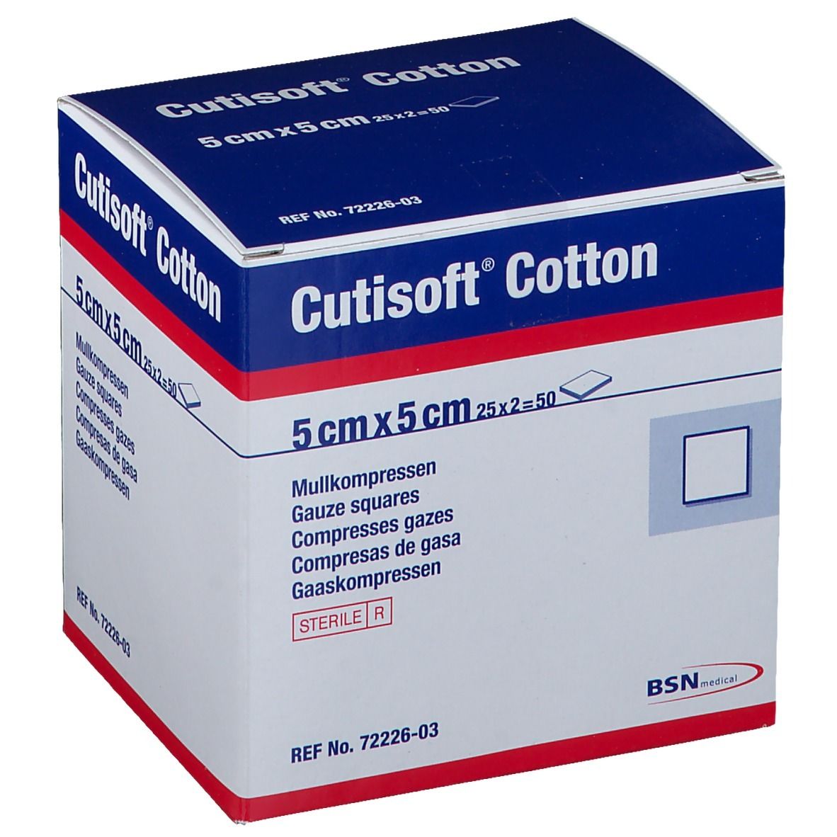 Cutisoft® Cotton steril 5 cm x 5 cm 25x2 St - Shop Apotheke