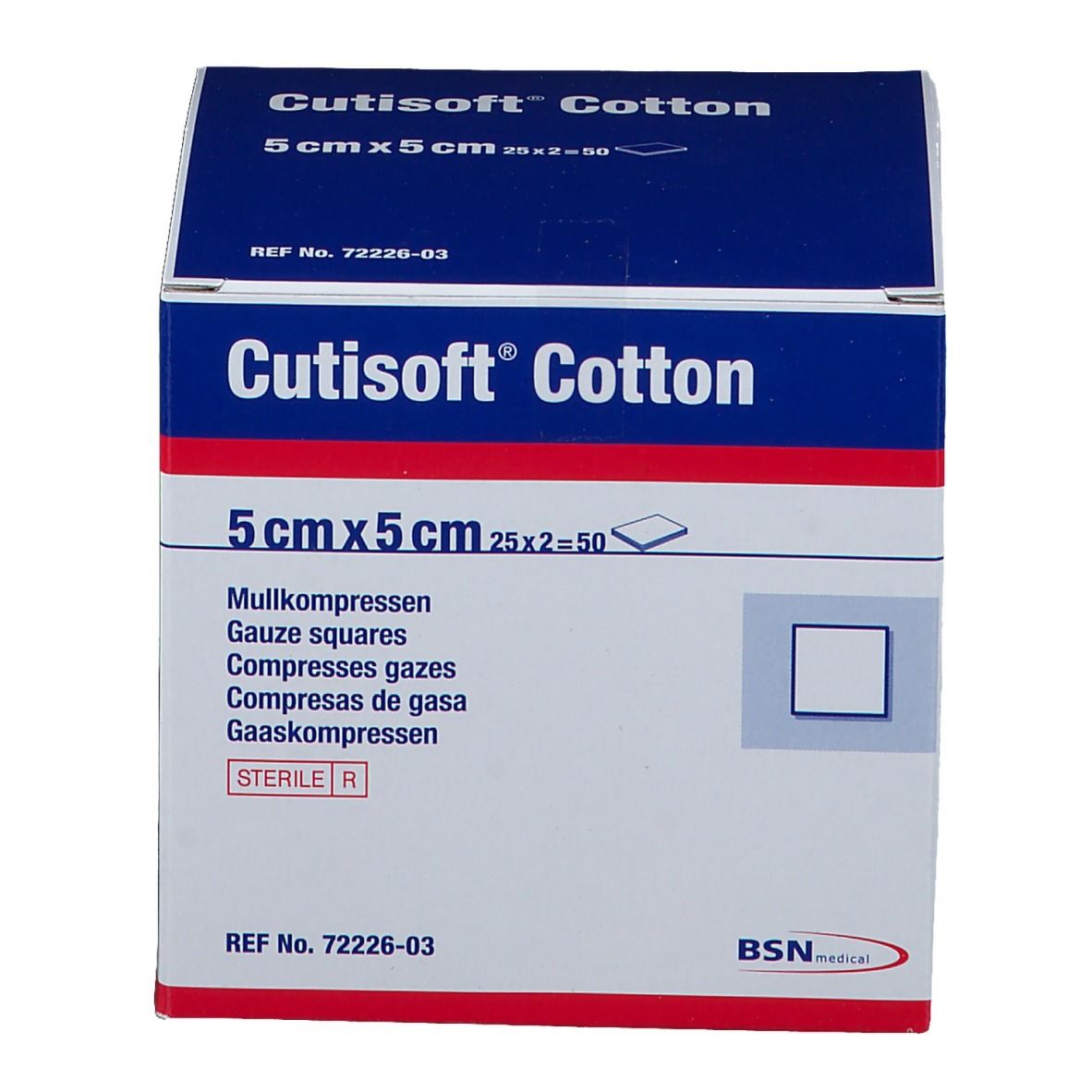 Cutisoft® Cotton steril 5 cm x 5 cm 25x2 St - Shop Apotheke
