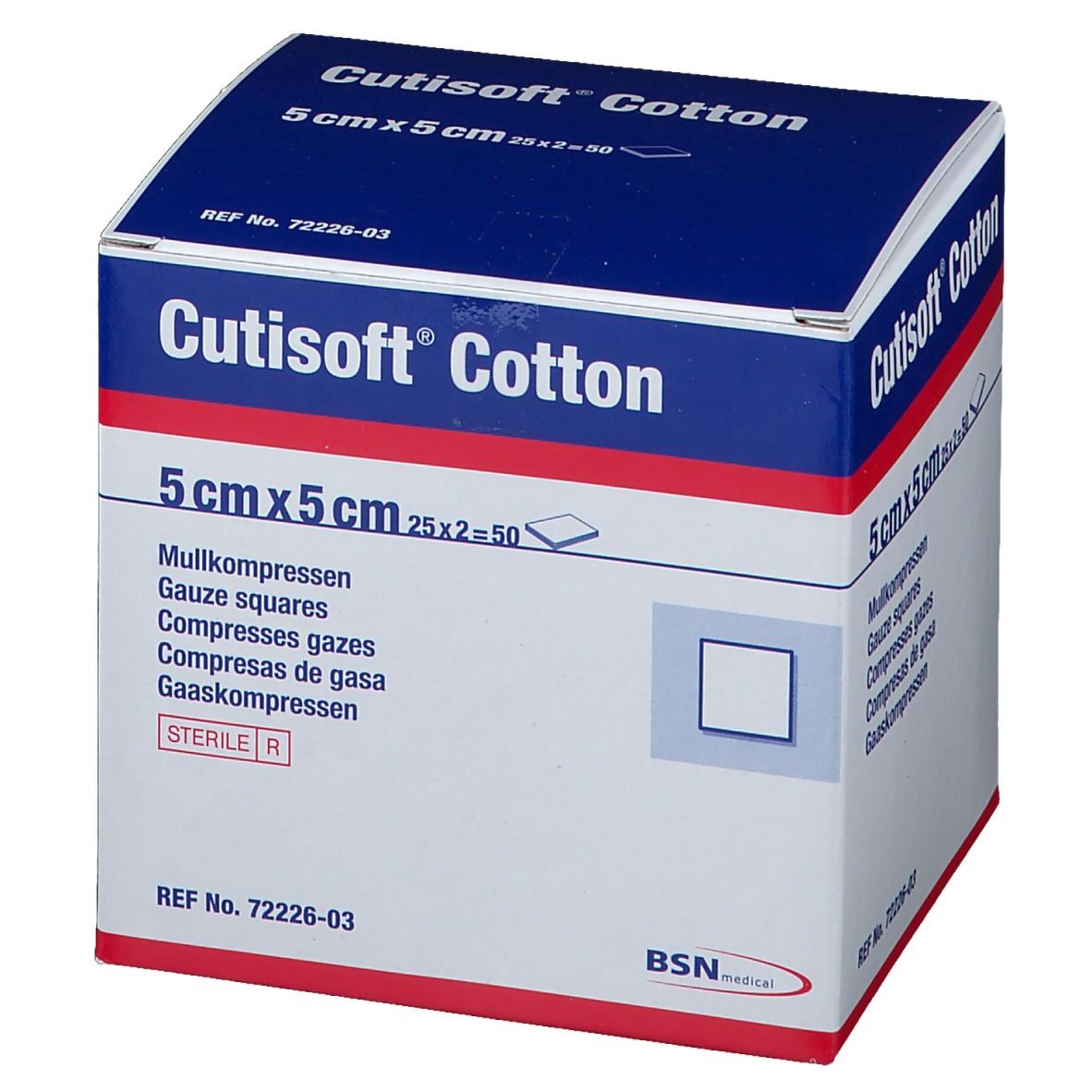 Cutisoft® Cotton steril 5 cm x 5 cm 25x2 St - Shop Apotheke