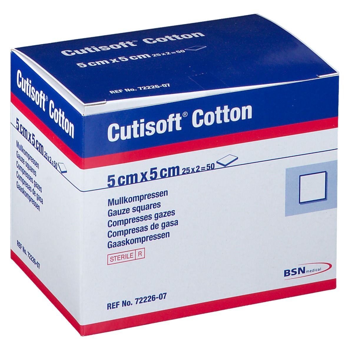 Cutisoft® Cotton steril 5 cm x 5 cm 25x2 St - Shop Apotheke