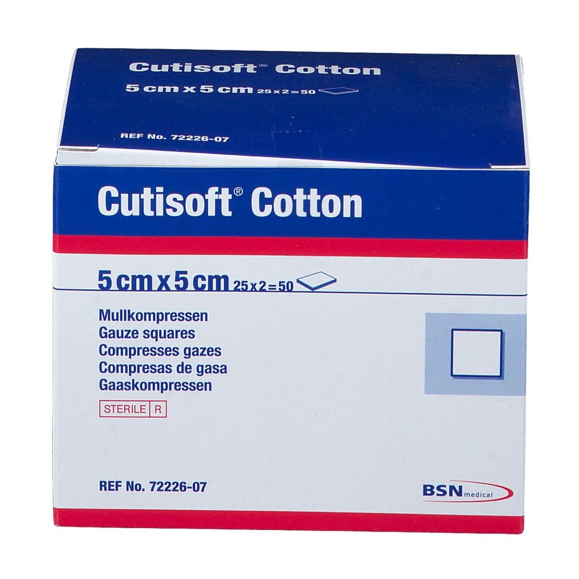 Cutisoft® Cotton steril 5 cm x 5 cm 25x2 St - Shop Apotheke