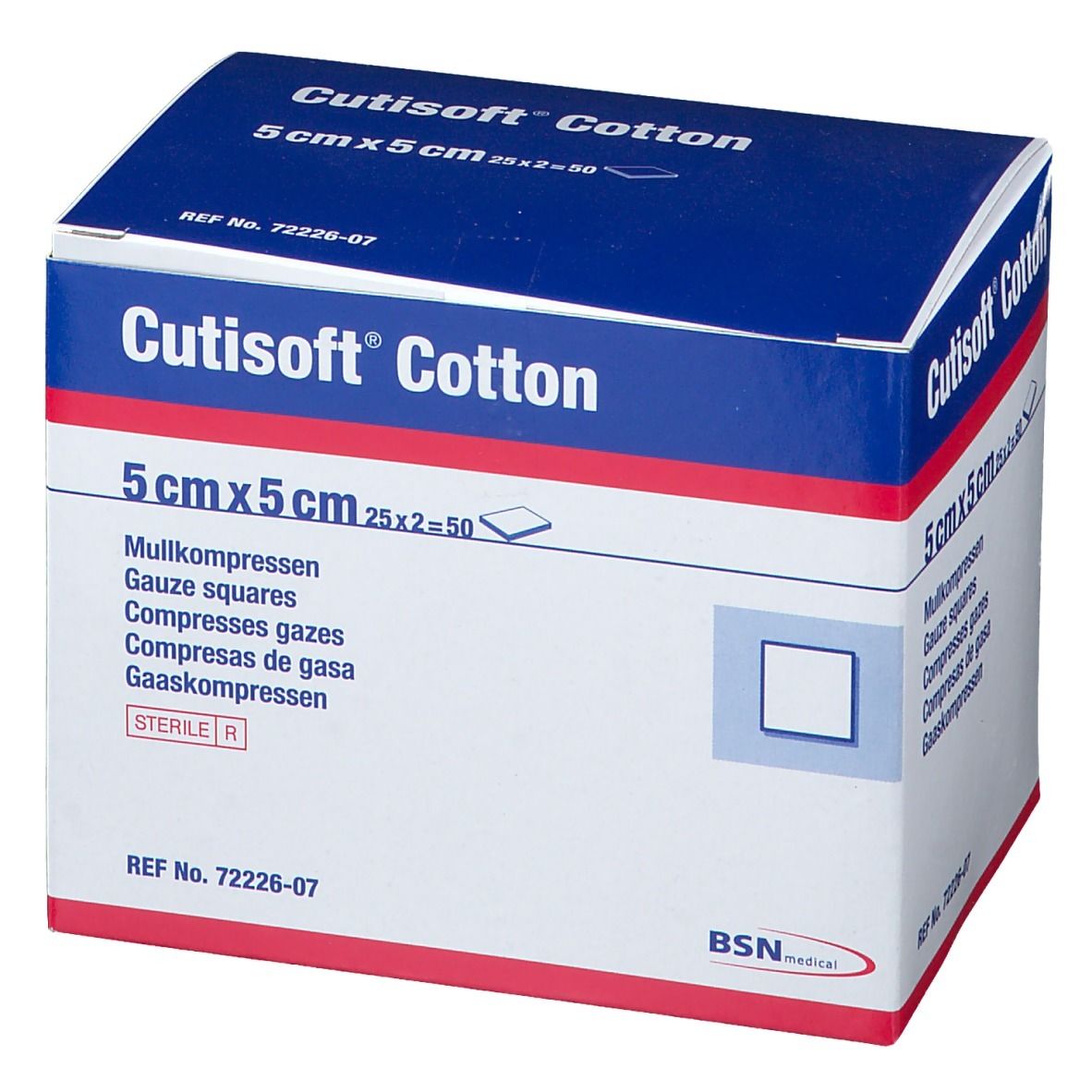 Cutisoft® Cotton steril 5 cm x 5 cm 25x2 St - Shop Apotheke