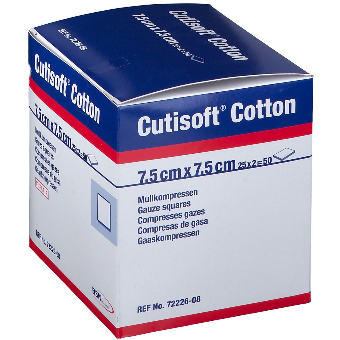 Cutisoft® Cotton steril 7,5 cm x 7,5 cm 25x2 St - Shop Apotheke