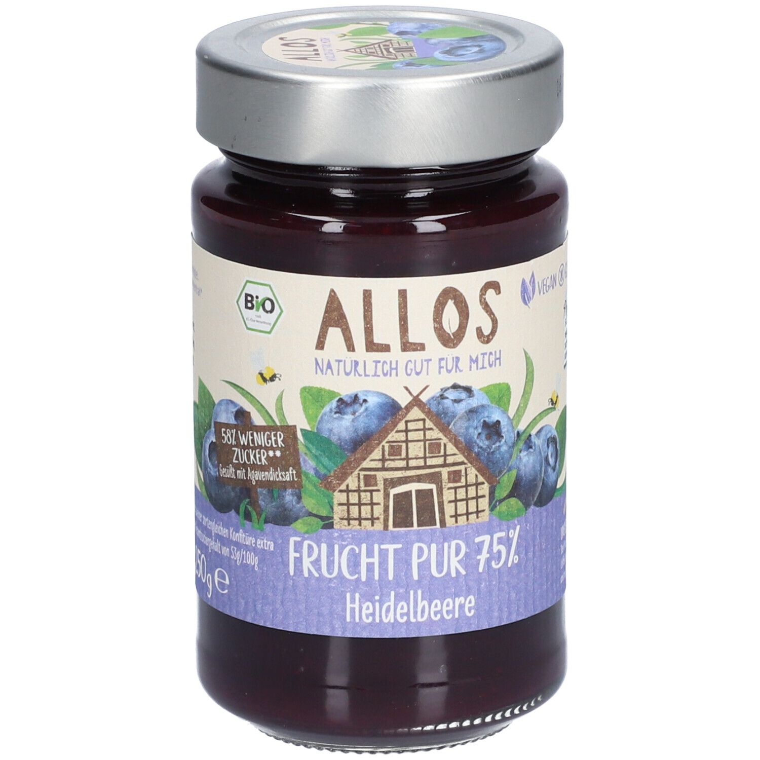 Allos Bio Frucht Pur 75 % Heidelbeere 250 g - Shop Apotheke