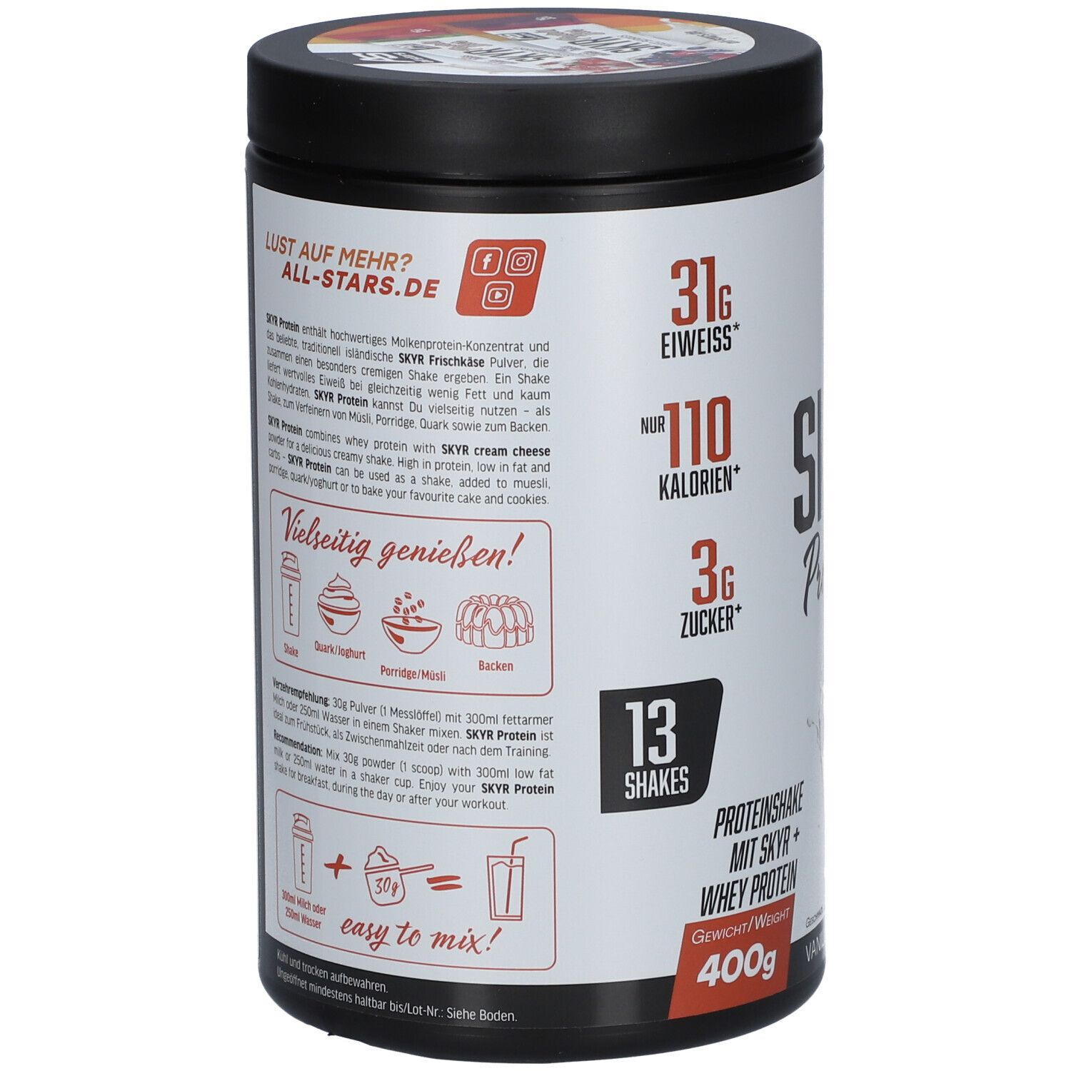 All Stars® Skyr Protein Vanilla Honey 400 g - Shop Apotheke
