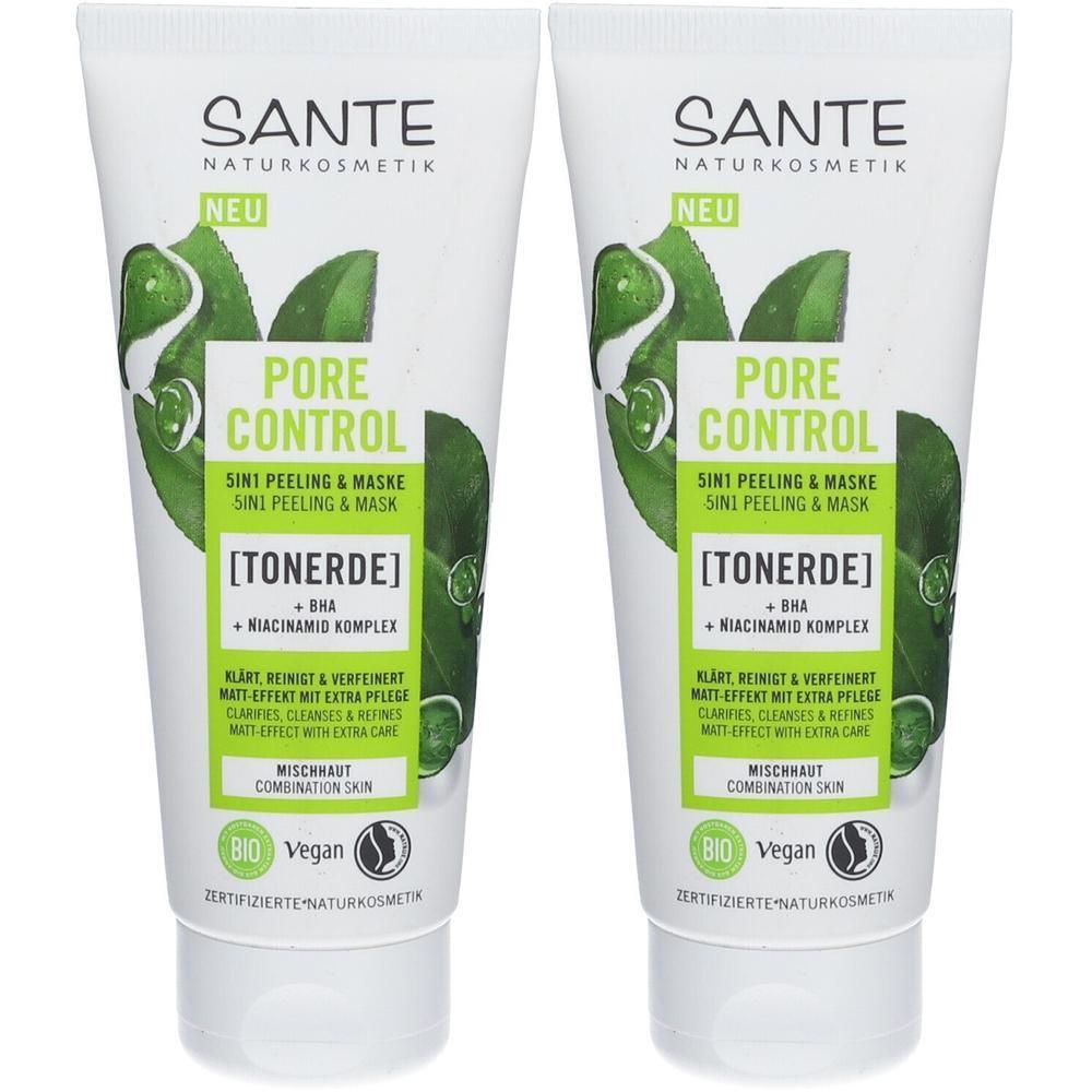 SANTE Naturkosmetik Pore Control 5in1 Peelin & Maske Tonerde, BHA ...