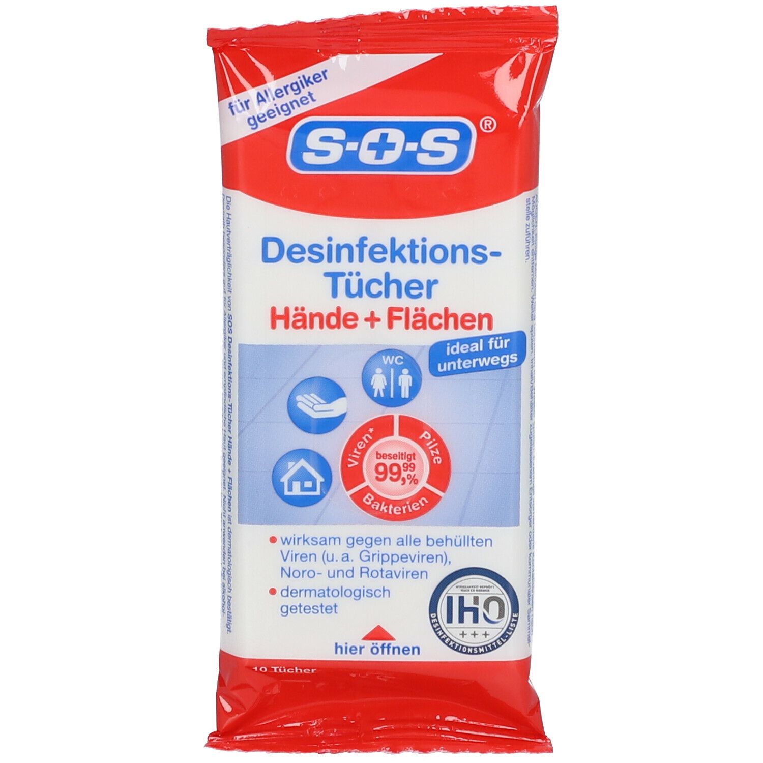 SOS® Desinfektions-Tücher Hände+Flächen 10 St - Shop Apotheke