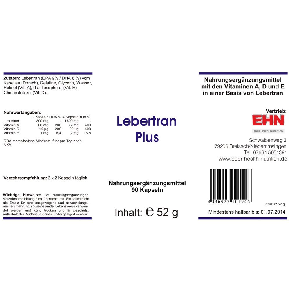 Lebertran Plus Kapseln 90 St - Shop Apotheke