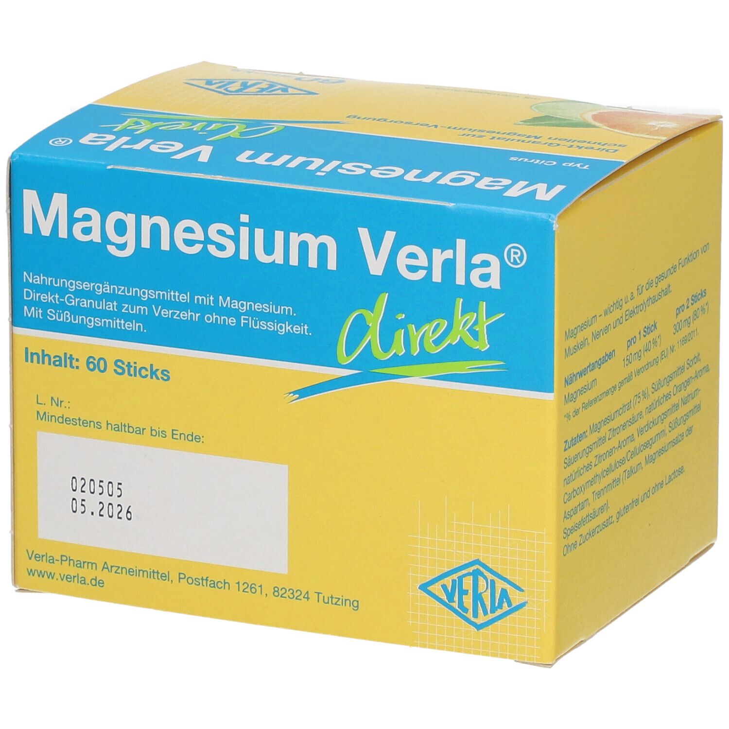 Magnesium Verla® Direkt Citrus 60 St - Shop Apotheke