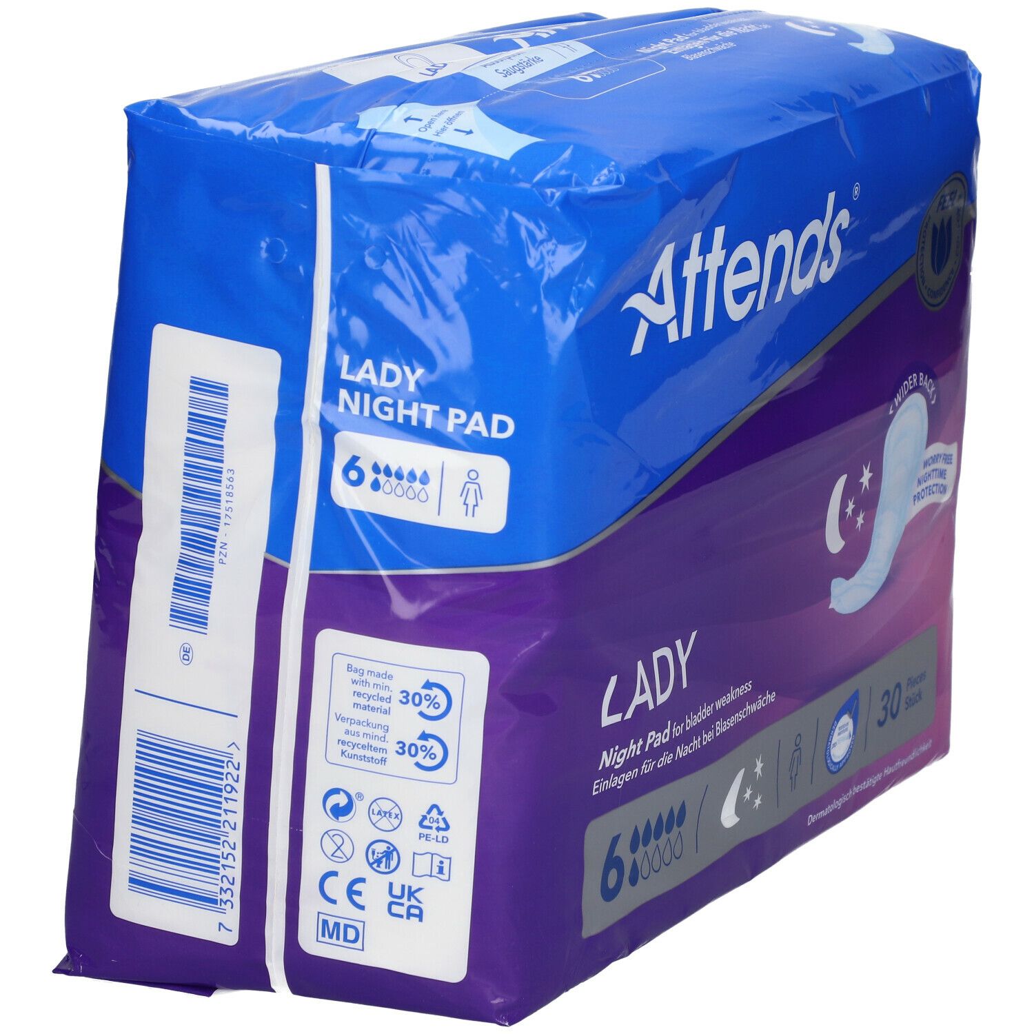 Attends® Lady Night Pad 6 30 St - Shop Apotheke
