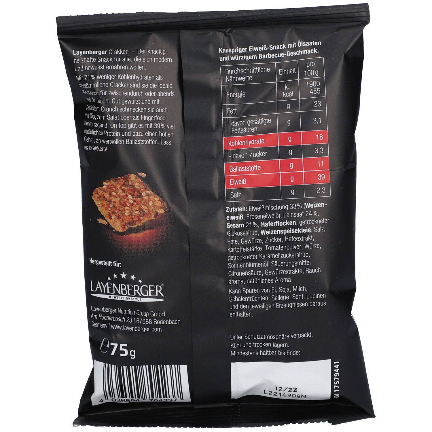 LAYENBERGER® High Protein Cräkker BBQ 75 g - Shop Apotheke