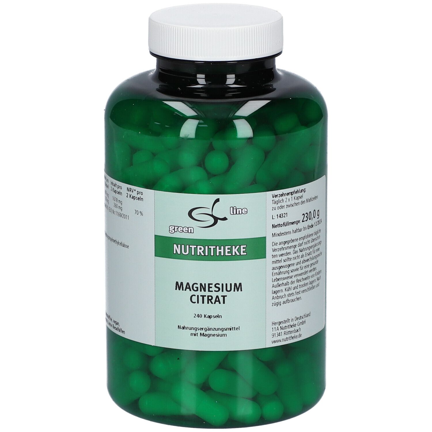 green line NUTRITHEKE MAGNESIUMCITRAT 240 St - Shop Apotheke