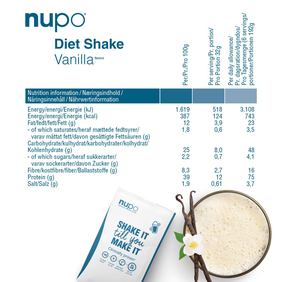 nupo Diet Shake Vanilla 320 g - Shop Apotheke