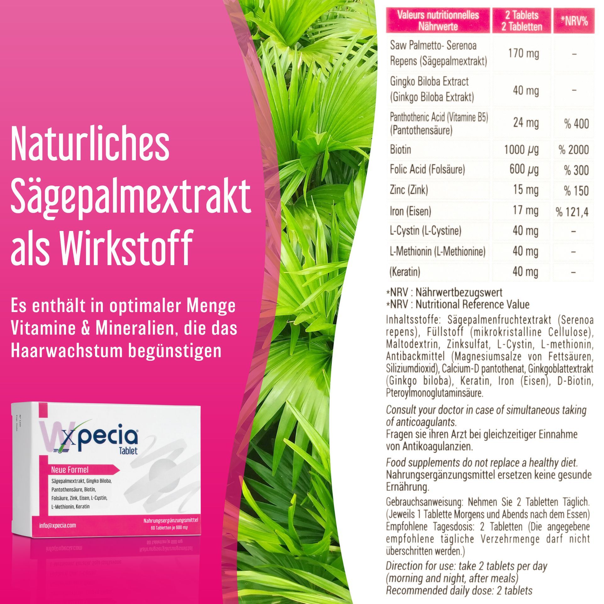 Xpecia gegen Haarausfall bei Frauen DHT Blocker 3x60 St - Shop Apotheke