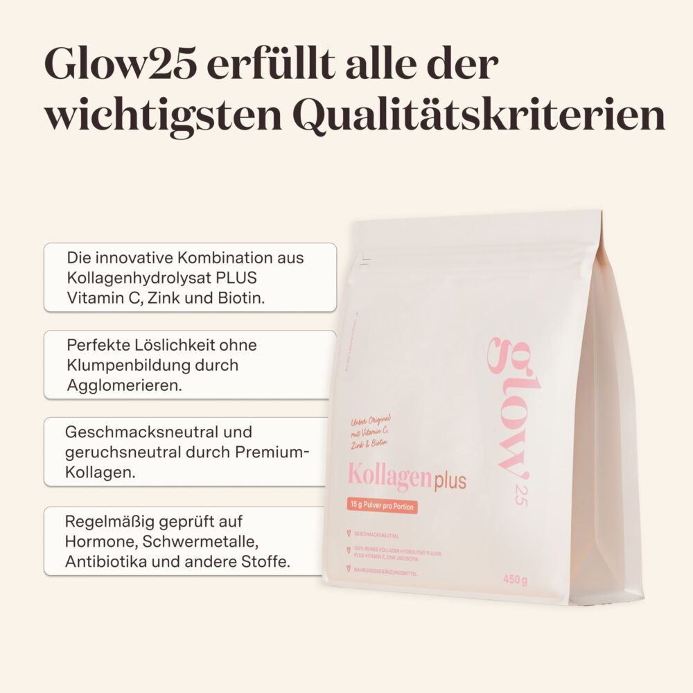Glow25® Collagen Plus [450g] - mit Vitamin C, Zink und Biotin 450 g ...