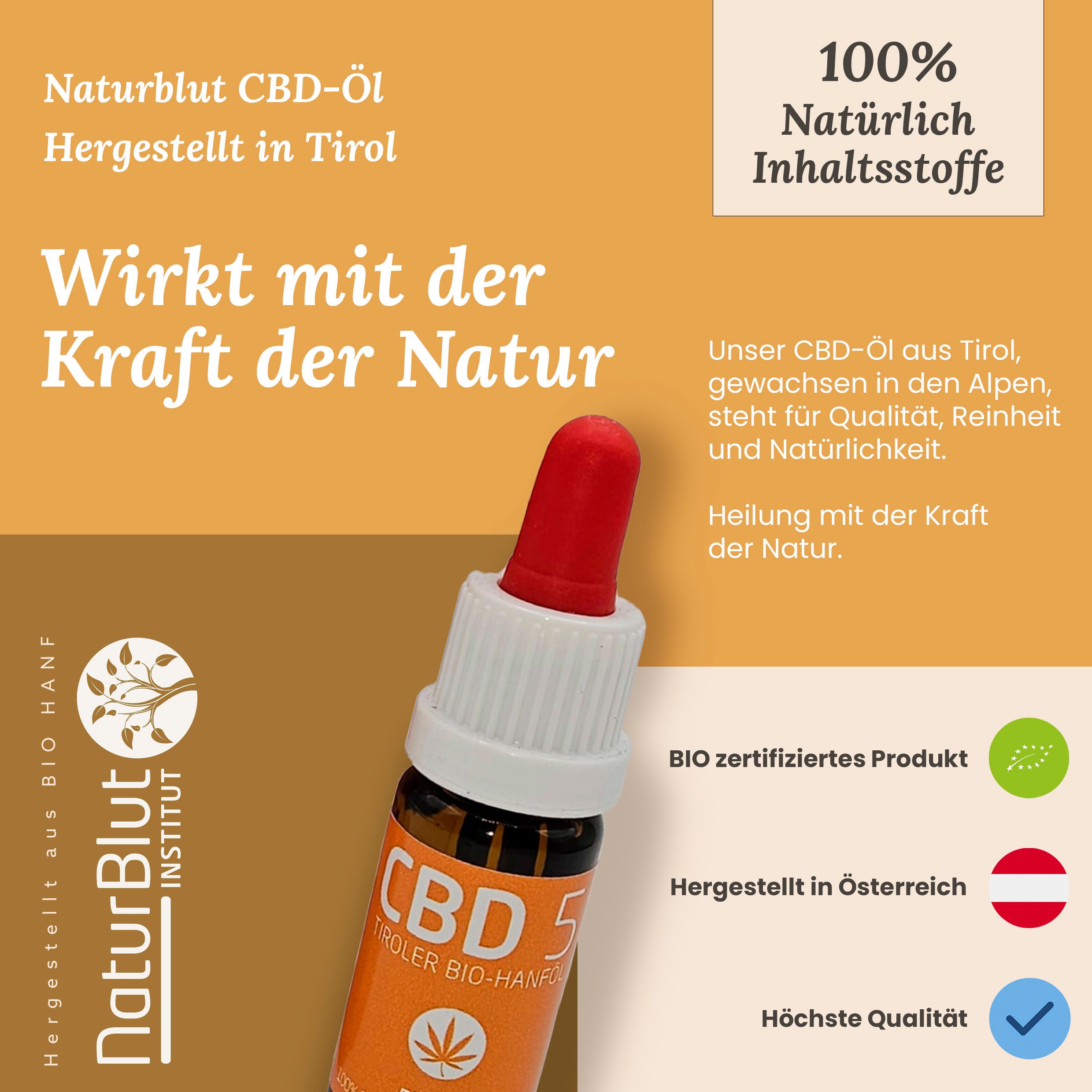NaturBlut Premium BIO CBD Öl 5% - Mit Hanf aus den Kitzbüheler Alpen 10 ...