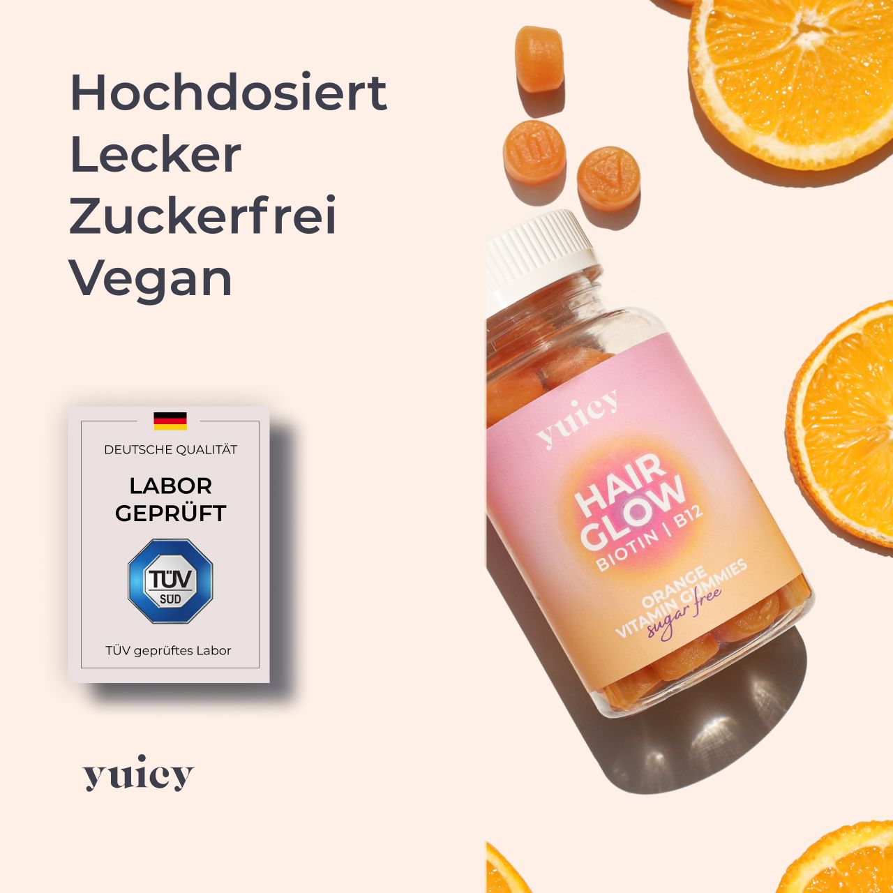yuicy® Hair Glow - Biotin Gummies für Haarwachstum 60 St - Shop Apotheke