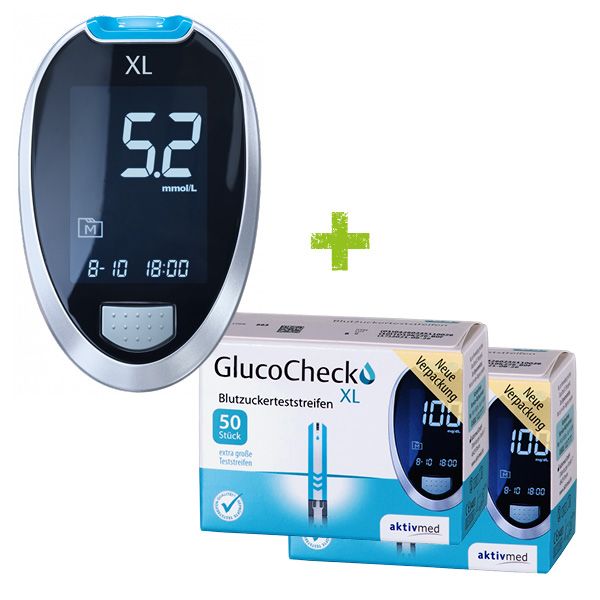 GlucoCheck XL Set [mmol/L] mit 110 Teststreifen zur Kontrolle des ...