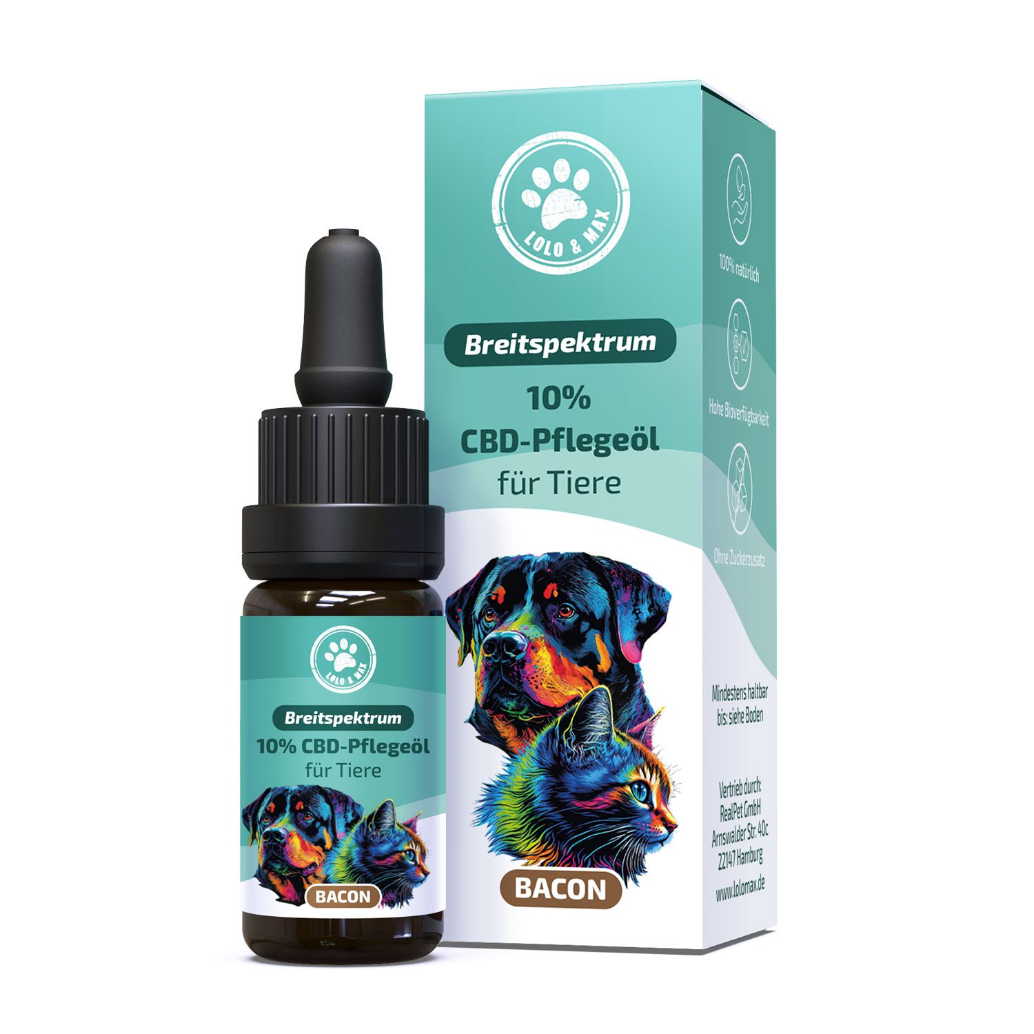 Lolo & Max - 10% CBD-Öl für Hunde & Katzen - Bacon 10 ml - Shop Apotheke