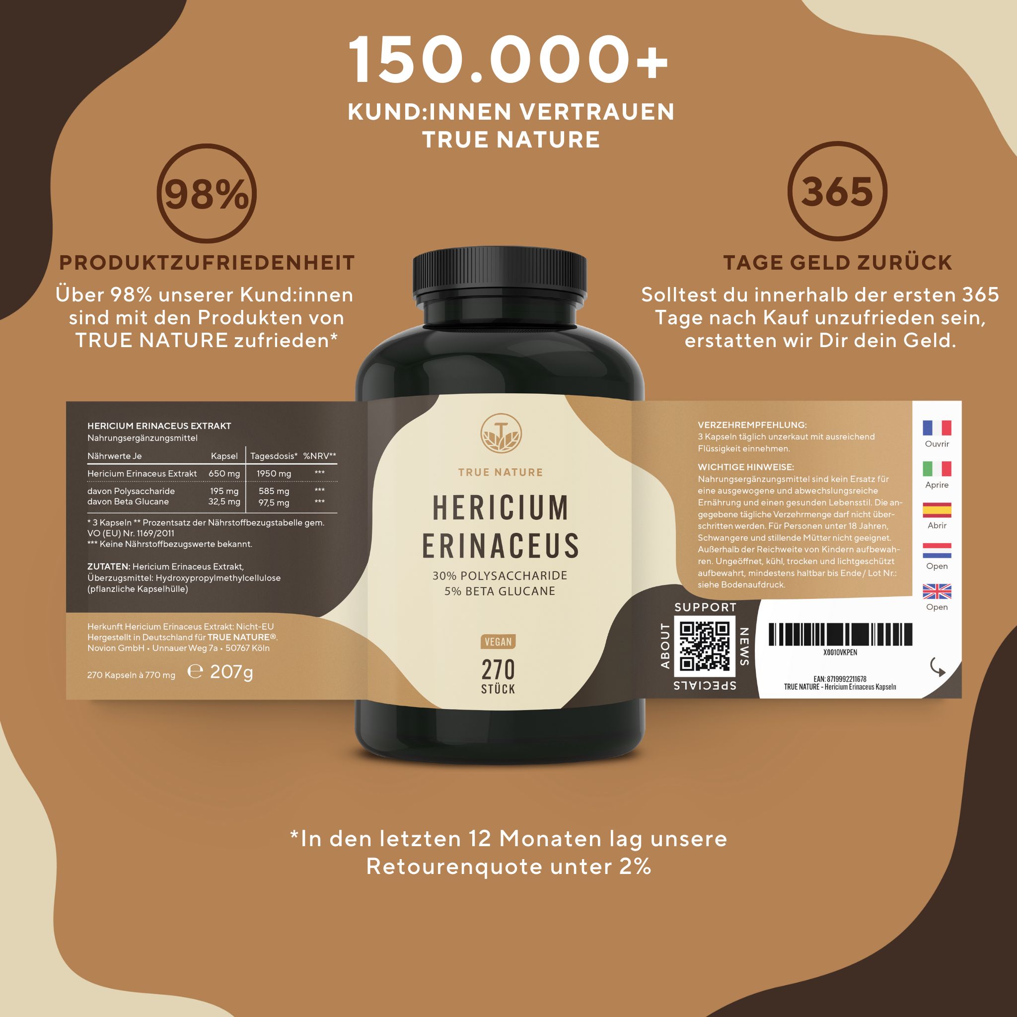 TRUE NATURE® Hericium Erinaceus - Lions Mane Kapseln 270 St - shop-apotheke.at