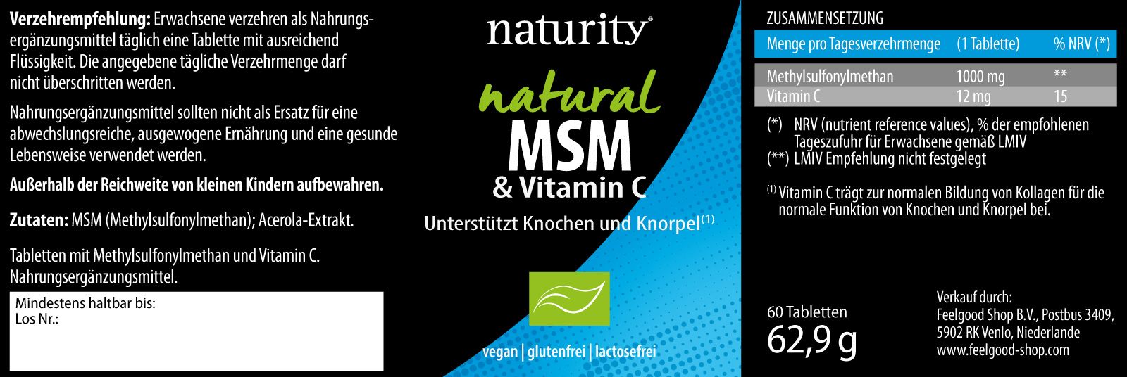 Naturity MSM & VITAMIN C 60 St - Shop Apotheke
