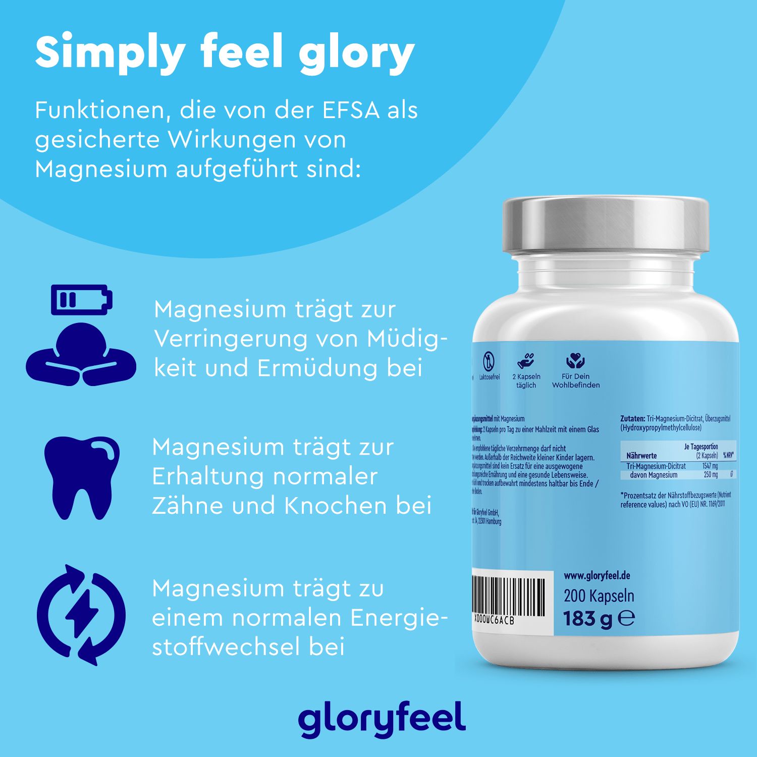 gloryfeel® Tri-Magnesium Dicitrat Kapseln 200 St - shop-apotheke.at