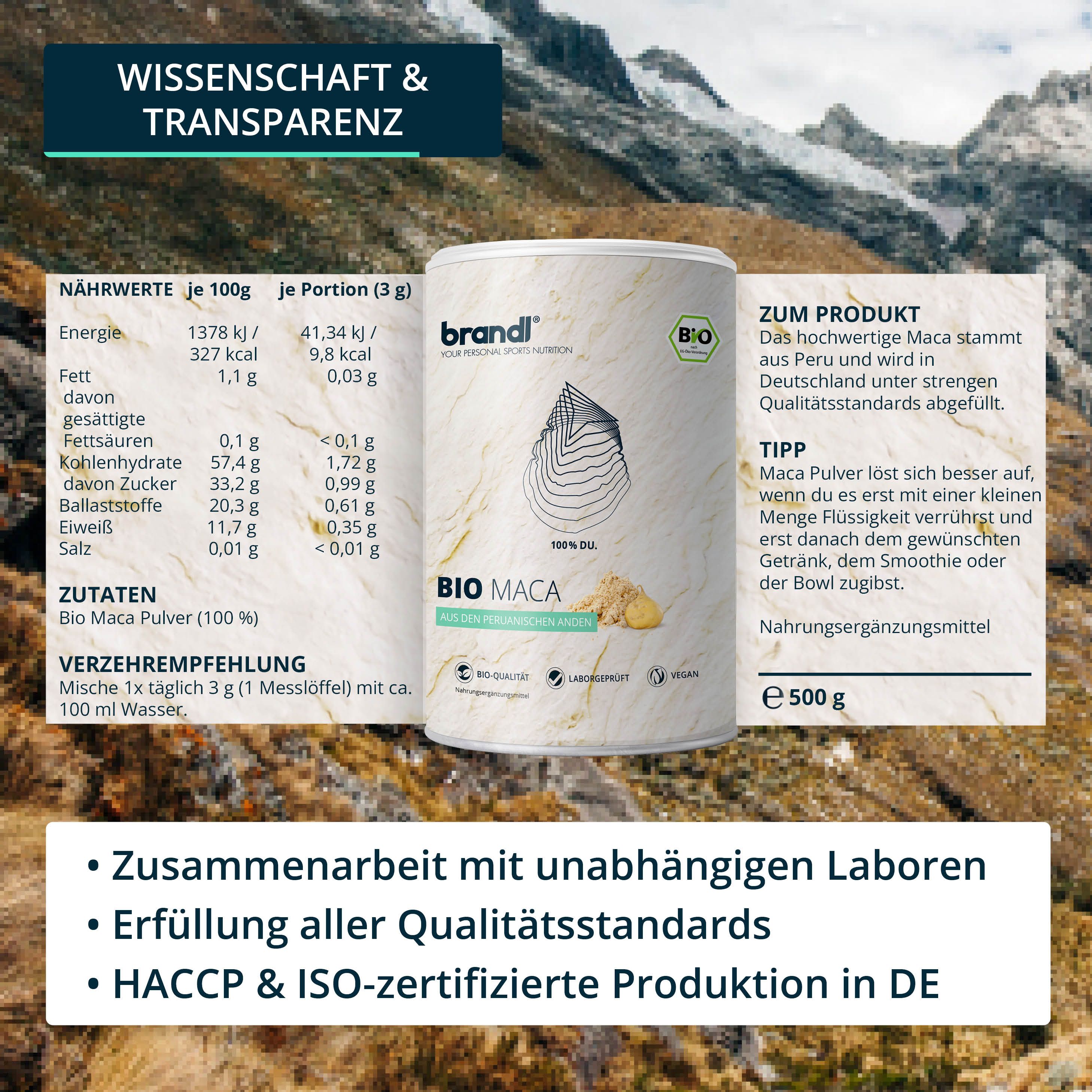 brandl® Maca Pulver Bio (maca powder) von der Maca Wurzel 1000 g - Shop ...