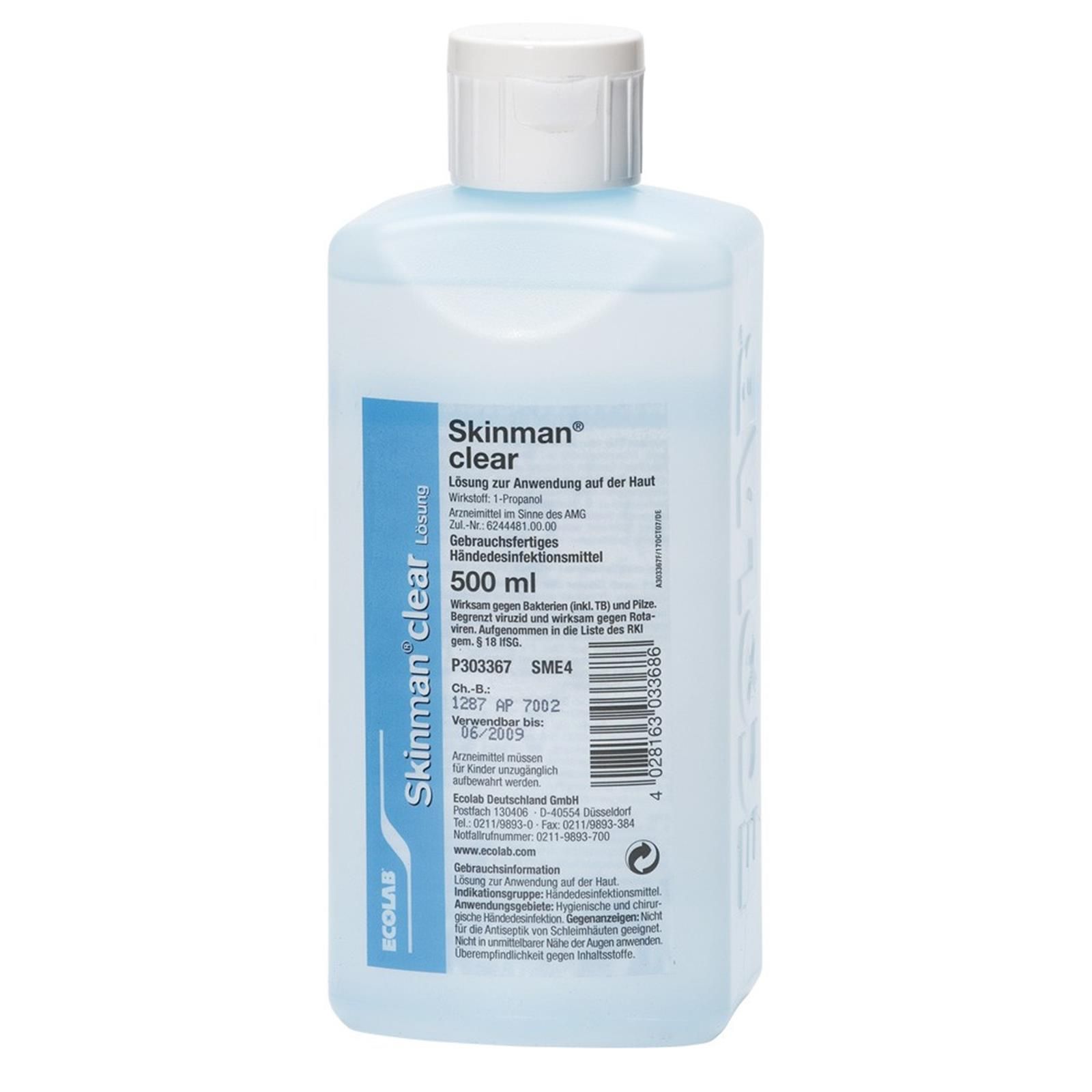 ECOLAB Skinman® clear Händedesinfektion 500 ml Euroflasche 500 ml ...