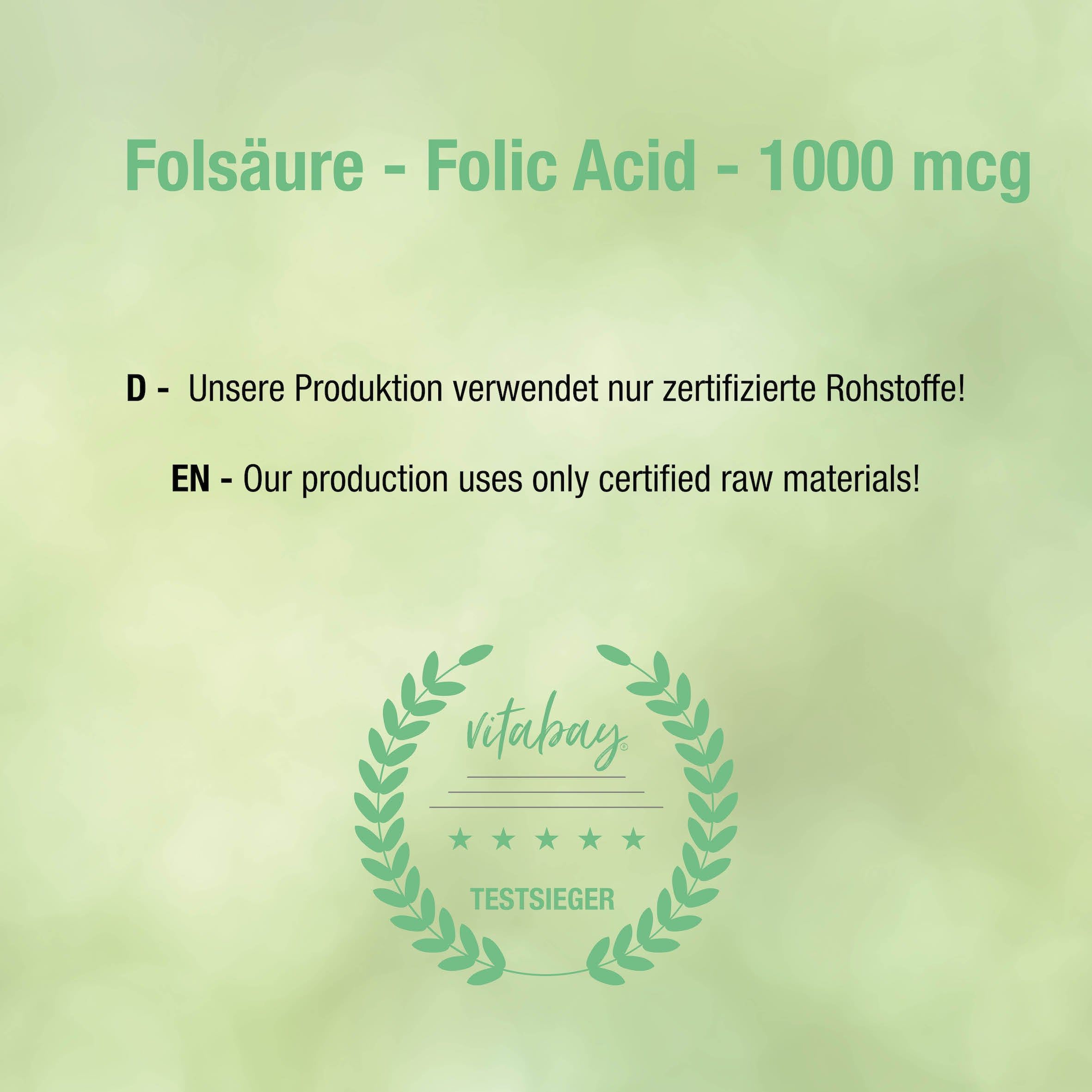 Vitabay Folsäure - Folic Acid - 1000 mcg 240 St - Shop Apotheke